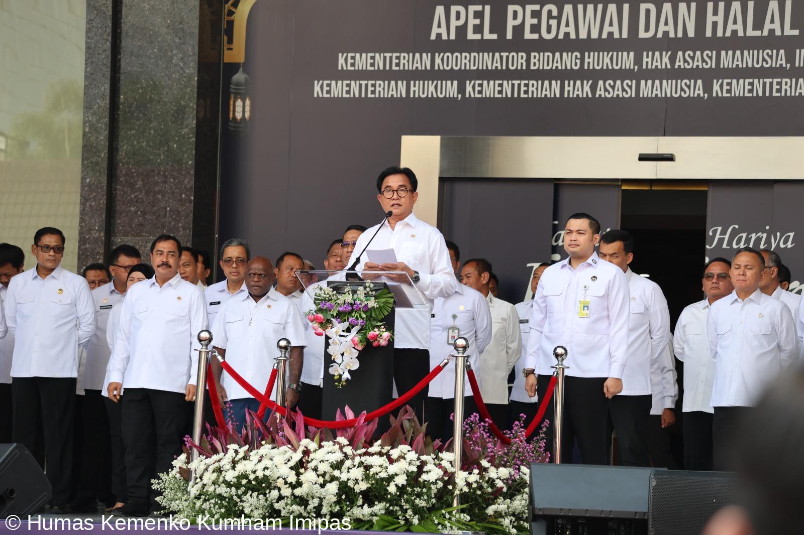 Apel Pagi Bersama dan Halal Bihalal Idul Fitri, Menko Yusril Ajak ...